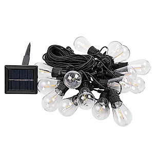 Ampersand Shops 48 Feet Outdoor Solar String Lights Warm White 15 LED Bulbs Home Garden Patio Backyard Mood Lighting