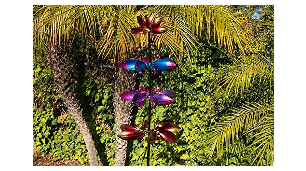 Exhart Wind Spinner - Vibrant Garden Decor with Spinning Lotus Flowers