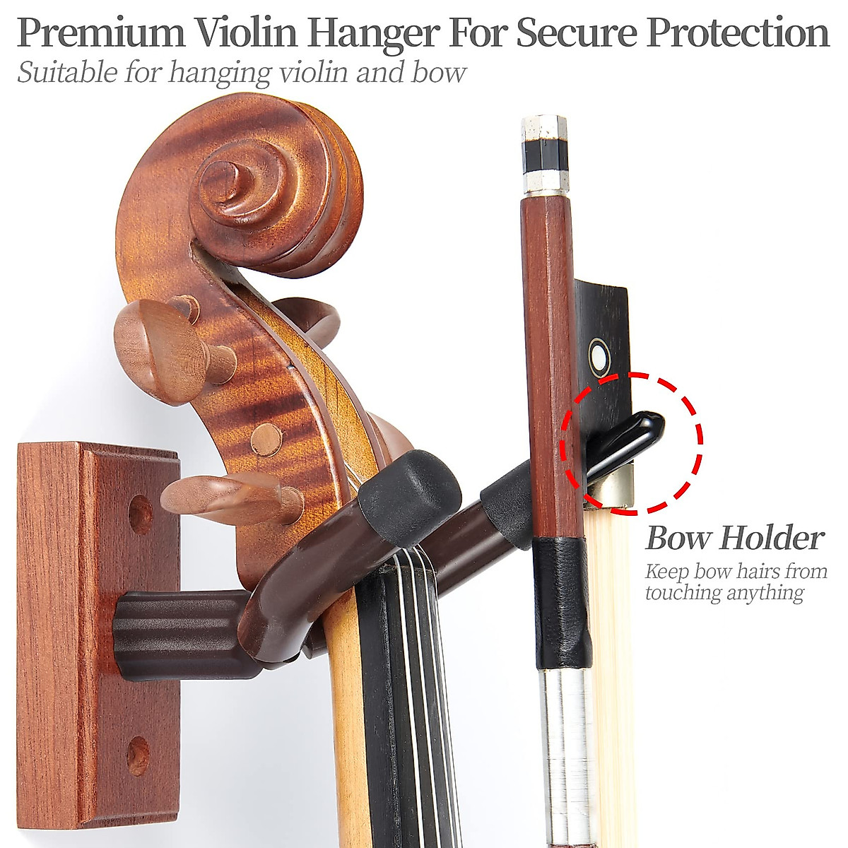 Violin Wall Mount,Violin Hanger - Mahogany Wood Violin Viola Hanger