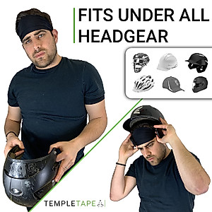 Temple Tape, Headbands for Men and Women - Mens Sweatband & Sports Headband Moisture Wicking Workout Sweatbands for Running, Cross Training, Yoga and Bike Helmet Friendly - OD Green