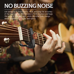 Capo Guitar Capo with Pick Holder for Acoustic and Electric Guitar, Ukelele, Bass, Banjo with Guitar Picks (black)