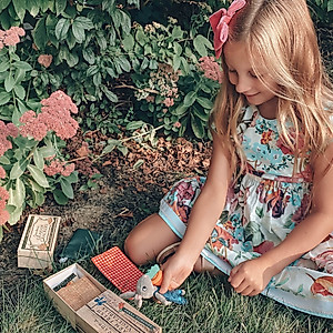Foothill Toy Co. Animals in Boxes - 'Hopper The Garden Rabbit' Playset with Stuffed Bunny in a Vegetable Crate Bed