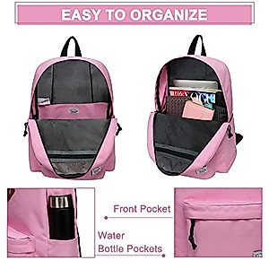 VASCHY School Backpack, Lightweight Water Repellent Backpack Men School Bag Women Children Boy Leisure for Girl School High School Teenagers College Business Travel, Pink, M, Backpacks Handbags