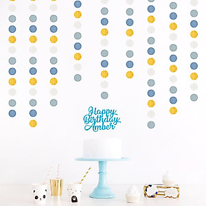 Light-Dusty Blue-Gold Silver Party-Decorations Garland - 52Ft Boys Birthday Baby Bridal Shower Wedding Hanging Streamers Banner,Bachelorette Engagement Graduation Supplies Decor Panduola