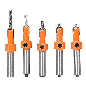 5 Pcs Countersink Drill Bits Set Wood Hole Drill Bit Woodworking Holes Screw Drilling Self Taping Drill Bit Carpentry Tool with Hex Key Wrenches for DIY Home Building Engineering