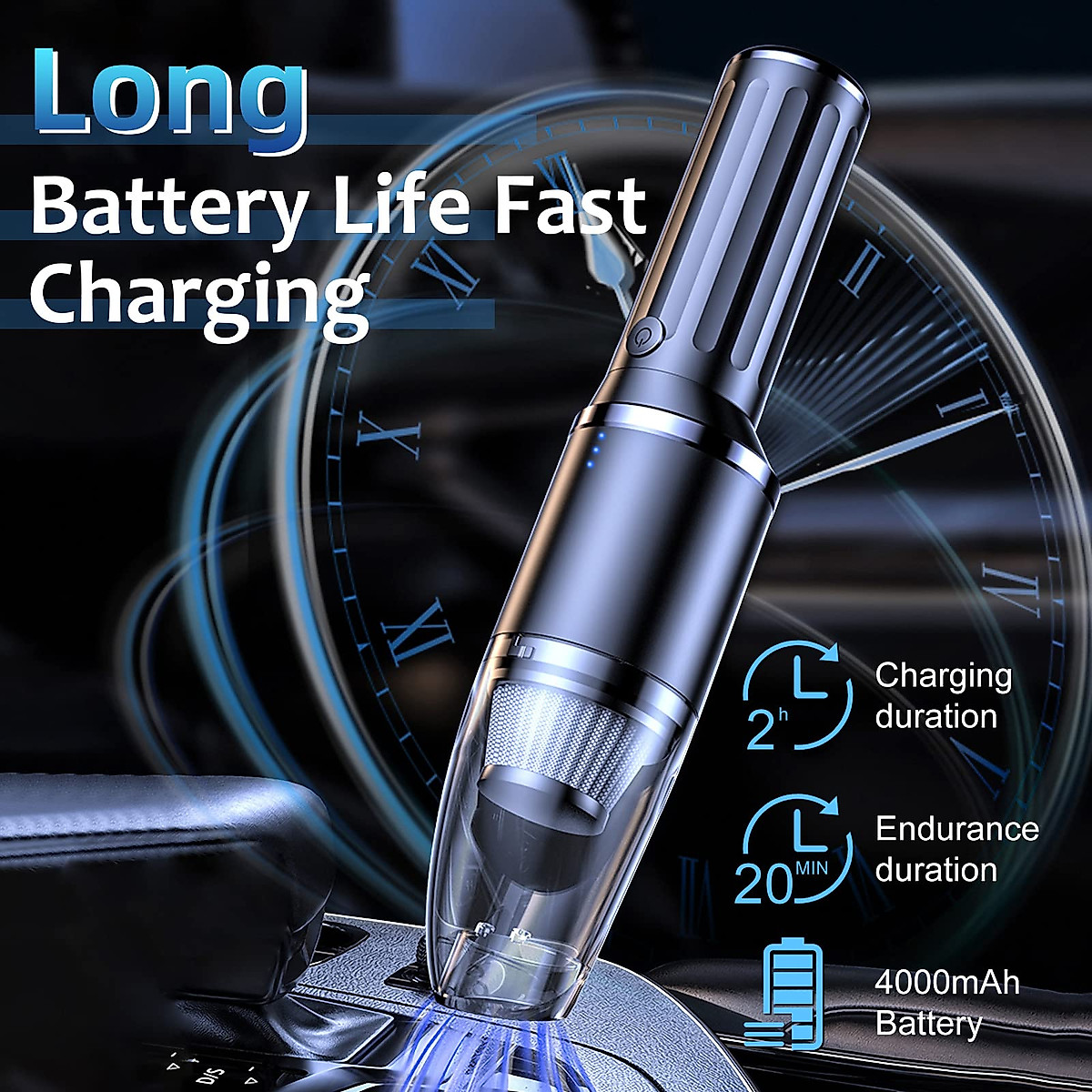 CDRCMXV Handheld Vacuum, Mini Hand Vacuum Cordless Rechargeable High Power Dust for Home, Small Vacuum Cleaner for Car Upholstery, Carpet, Pet Hair(Black)