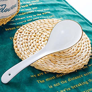 Spoons Silverware Household Large Spoon Long Handle Spoon Ceramic Tracery Large Spoon Spoon Rice Porridge Spoon Spoon Set (Color : B)