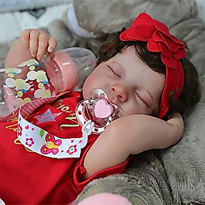 SCOM Reborn Baby Dolls - 19-Inch Lifelike Sleeping Baby Dolls Girl with Soft Cloth Body Realistic-Newborn Baby Doll Gift Set for Kids Age 3+