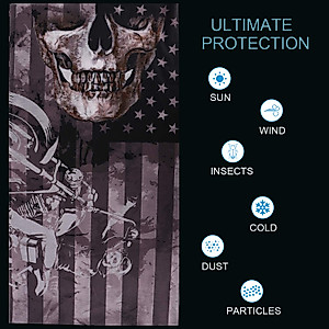 MoKo Halloween Face Mask for Cold Weather [6 Pack], Neck Gaiter Shield Scarf Elastic Balaclava Headbands Headwear, Windproof Skull Bandana for Men Women for Motorcycle Cycling Riding Skiing Party