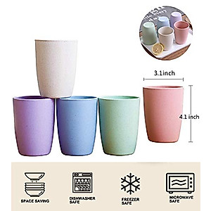 Choary Eco-friendly Unbreakable Reusable Drinking Cup for Adult(12 OZ), Wheat Straw Glasses Healthy Tumbler Set 5-Multicolor, Dishwasher Safe