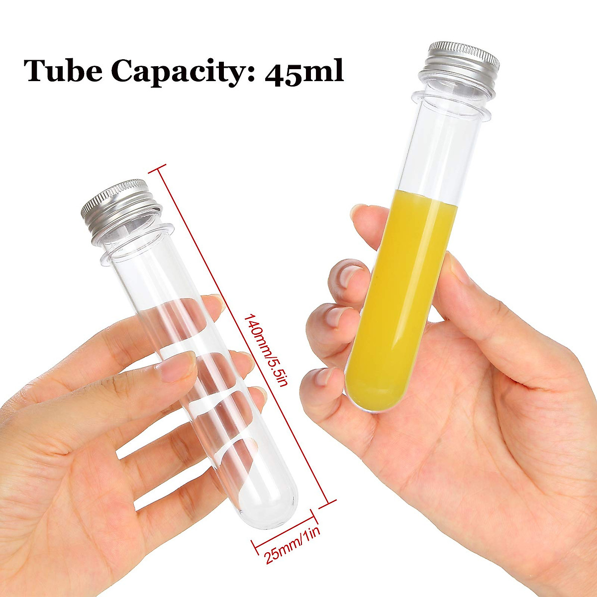60Pack Plastic Test Tubes with Caps, 45ML Clear Bath Salt Tubes Gumball Candy Tubes, Tube Container Vials for Scientific Experiments, Party Favors, Decorate The House, Candy Storage