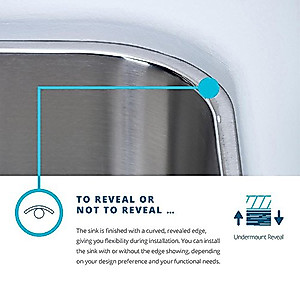 Elkay ELUHAQD32179 Lustertone Classic 40/60 Double Bowl Undermount Stainless Steel Sink with Aqua Divide