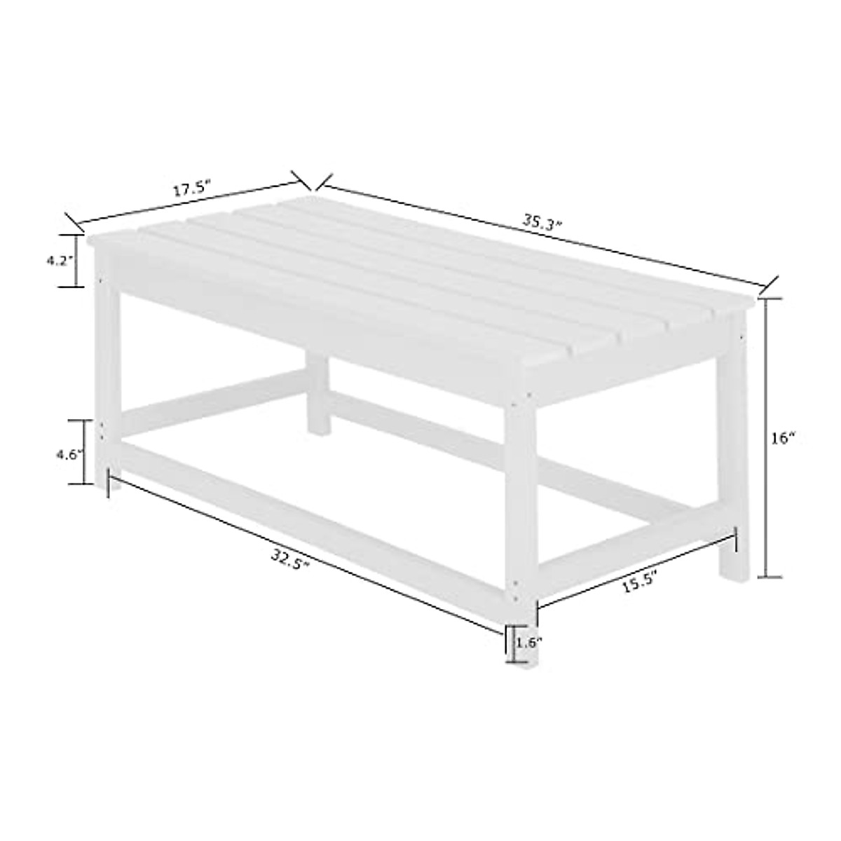 WestinTrends Malibu Outdoor Coffee Table, 35" x 17.5" All Weather Poly Lumber Patio Adirondack Coffee Table for Garden Lawn Porch Balcony, Lime