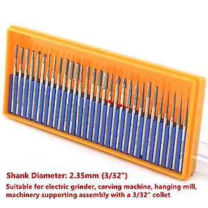 JINGLING Diamond Grinding Head Set Carving Bur Rotary Bit for Electric Nail Drill Shank 3/32"