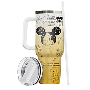 GEPOSTORE Christmas Gifts for Women Girls, Adorable Bear 40oz Tumbler with Lid, Cute Cartoon Character Tumbler, Birthday Gifts for Movie Lover