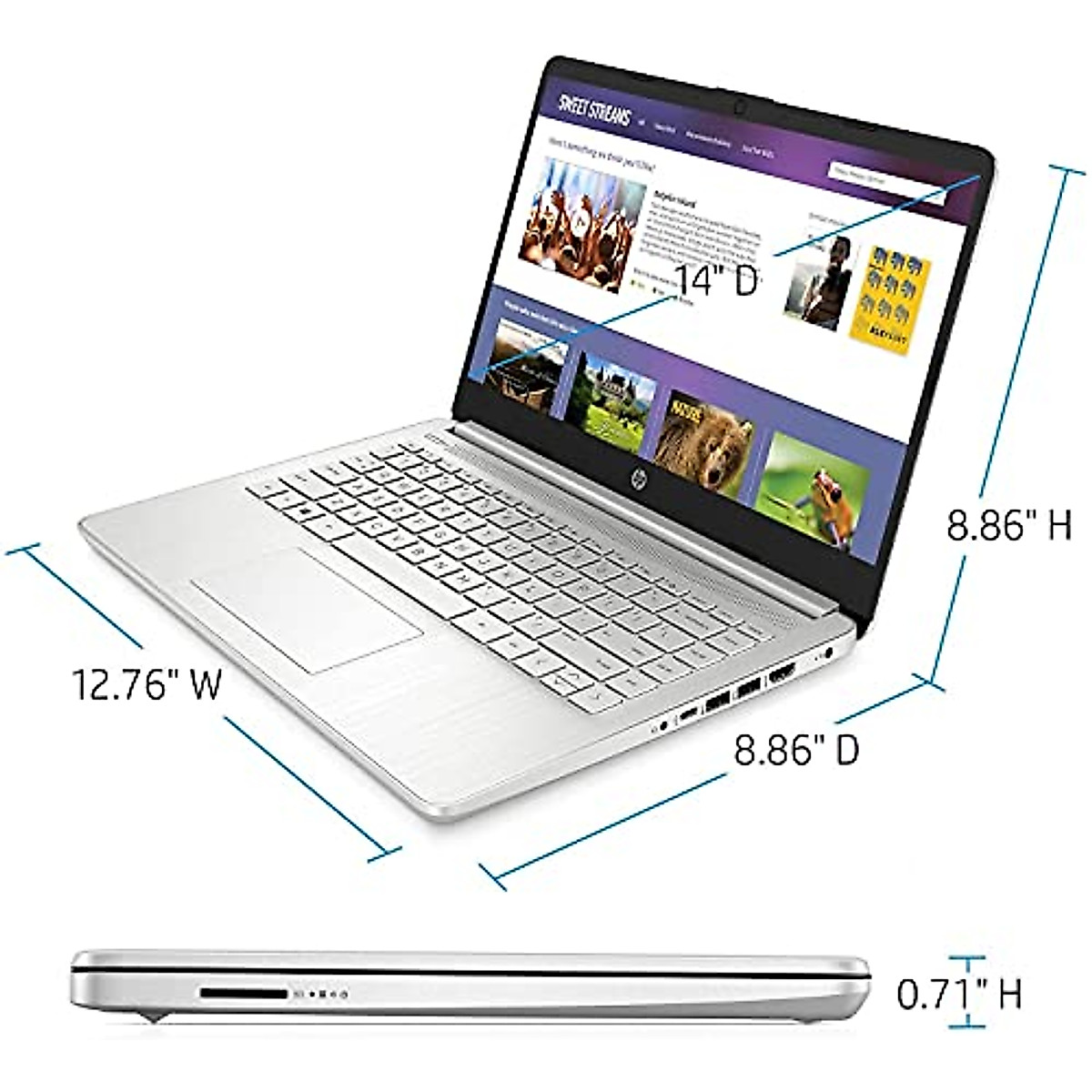 HP Stream 14-Inch Touchscreen Laptop, AMD Athlon 3050U, 4 GB SDRAM, 64 GB eMMC, Windows 10 Home in S Mode with Office 365 Personal for One Year (Silver), cm. SD 512 GB