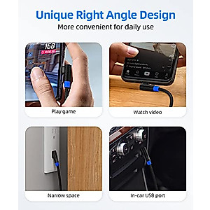 SUNGUY Right Angle Micro USB Cable 3FT [2-Pack], Short 90 Degree Micro USB Cable Nylon Braided Fast Charging Cords Data Sync for Samsung S7 S6 Note 5, Kindle, LG, Power Bank