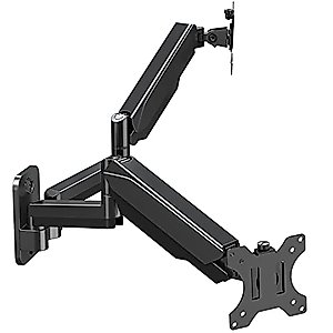 MOUNT PRO Dual Monitor Wall Mount for 13 to 32 Inch Computer Screens, Gas Spring Arm for 2 Monitors, Each Holds Up to 17.6lbs, Full Motion Wall Monitor Mount with VESA 75x75/100x100