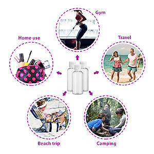 Dabacc 30 Pcs 2 oz Clear Plastic Empty Bottles, Travel Size Bottles with Flip Cap Small Bottles for Liquids Toiletries Shampoo Lotion Conditioner