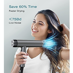 Blow Dryer,110000RPM High-Speed Brushless Motor, Fast-Drying Negative Ions Intelligent Constant Temperature Hair Care Dryers, Professional Hair Dryer with 3-in-1 Attachments, for Home&Salon