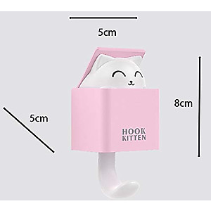 LuoCoCo 4PCS Cute Cat Hooks Wall Mounted, Peek-A-Boo Coat Hooks for Door, Adhesive Decorate Single Hook for Kids Girls Room/Bathroom/Bedroom Hanging Keys Towel Bag Cloth Gift Choice for Chirstmas