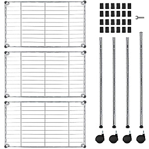 YSSOA 3-Tier Heavy Duty Storage Shelving Unit,Chrome,23L x 13W x 20H inch