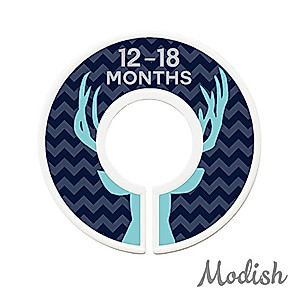 Modish Labels Baby Clothes Size Dividers, Baby Closet Organizers, Size Dividers, Baby Closet Organizers, Closet Dividers, Clothes Organizer, Nursery, Boy, Woodland, Deer, Navy, Teal Mint, Gray (Baby)