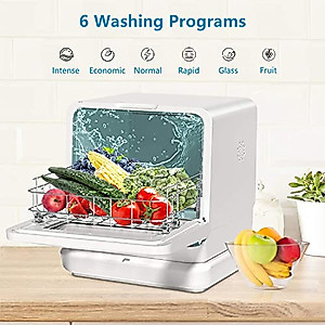 Countertop Dishwasher, Portable Dishwasher with Water Tank and Air-Dry Function