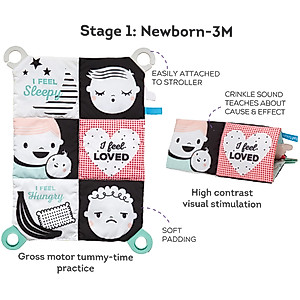 Baby Steps Tummy Time Mirror Toys 0-6 Months Crinkle Baby Book High-Contrast Toys Teether Toy Newborns and Infants 0-6 Months Brain Development Montessori Newborn Sensory Toys for Boys Girls Gifts