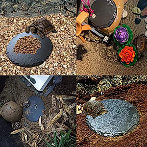 Tfwadmx Reptile Basking Platform,Tortoise Rock Slate Plate Feeding Platform Food Bowl Dish Turtle Bathing Rock Resting Terrace for Lizard Bearded Dragon Chameleon Gecko Snake Frog Newt