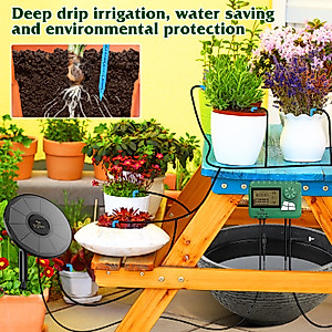Solar Irrigation System with Automatic DIY Water Timer TRJZWA 2024 Latest Drip Irrigation System Kit for Garden,Balcony,Greenhouse,Garden Watering System Supports 15 Potted Plants with 15 Meter Hose