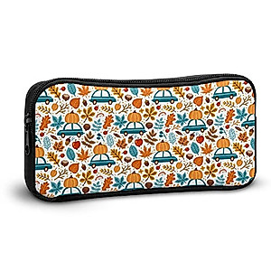 Autumn Pumpkins and Cars Pencil Case Makeup Bag Big Capacity Pouch Organizer for Office College