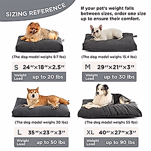 Lesure Dog Beds for Large Dogs - Dog Crate Pad with Removable Washable Cover and Waterproof Liner Up to 50lbs Faux Linen Chopped Foam Dog Pillow, Grey