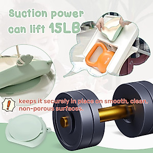 Upgraded Suction Plates for Baby, with Divided Stainless Steel Spoon and Fork Silicone Toy Straps EAZMOM All-in-one Plates Silicone Placemat for Babies Toddlers Self Feeding - Green