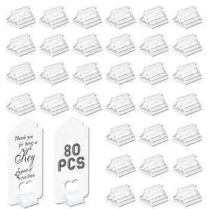 NEETUE 80 Pcs Place Card Holders for Table, Clear Game Card Stands Plastic Game Piece Holder for Wedding Cards, Photos, Party Favor, Pictures Display (Clear)