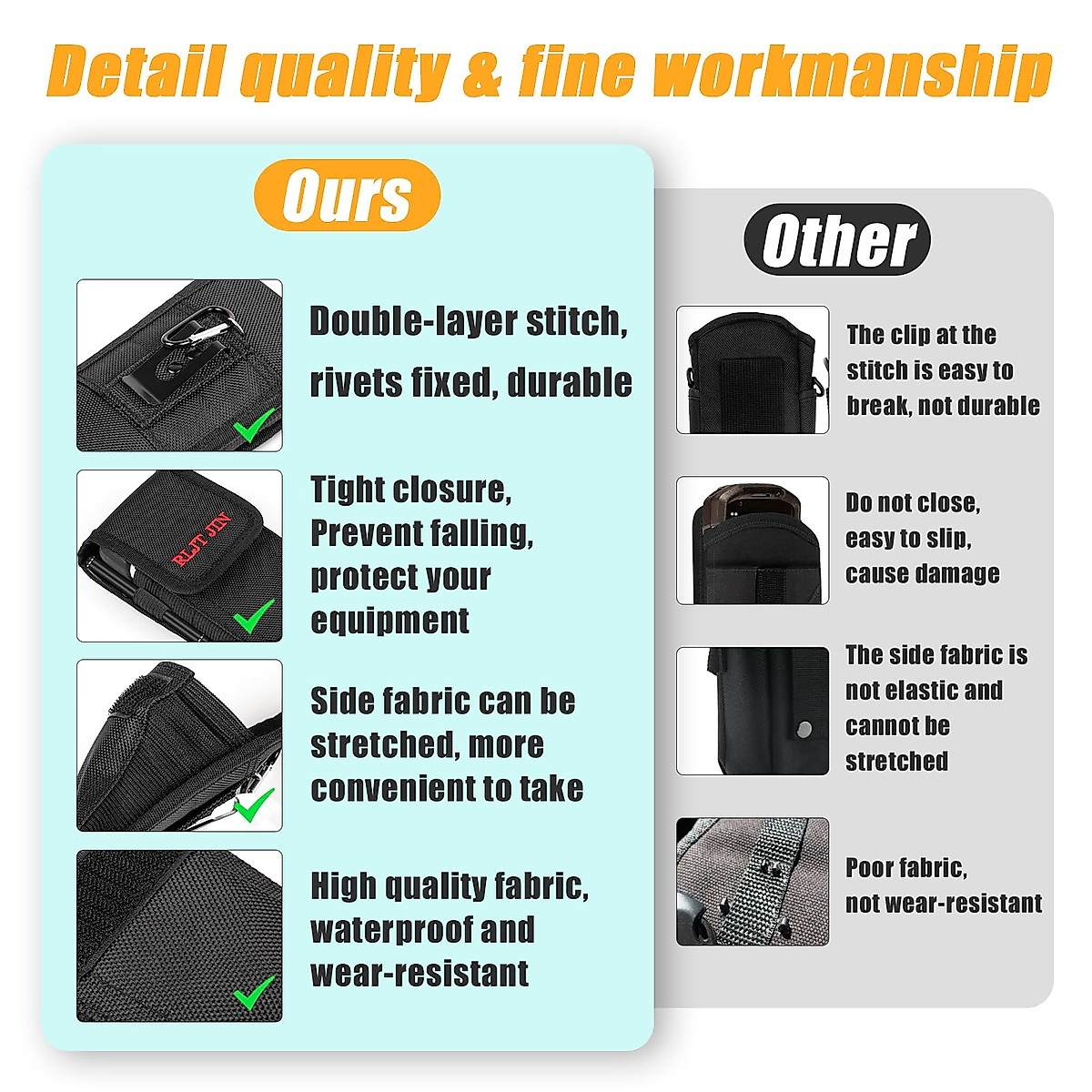 RLJT JIN TC77 Scanner Holster,Durable Carrying Case Pouch for Zebra TC70x,TC70,TC72,TC75,TC77,M60,MC67 Handheld Barcode Touch Mobile Computer,Metal Belt Clip,Pen Holder and with Belt Loop.