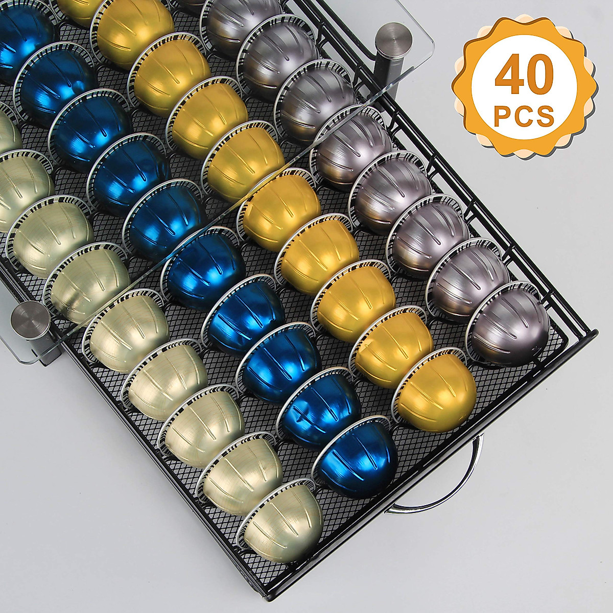 Flagship for Nespresso Pod Holder Drawer Coffee Pod Organizer Storage for Nespresso Capsules Holder Glass Storage Tray Vertuo 40 Pods