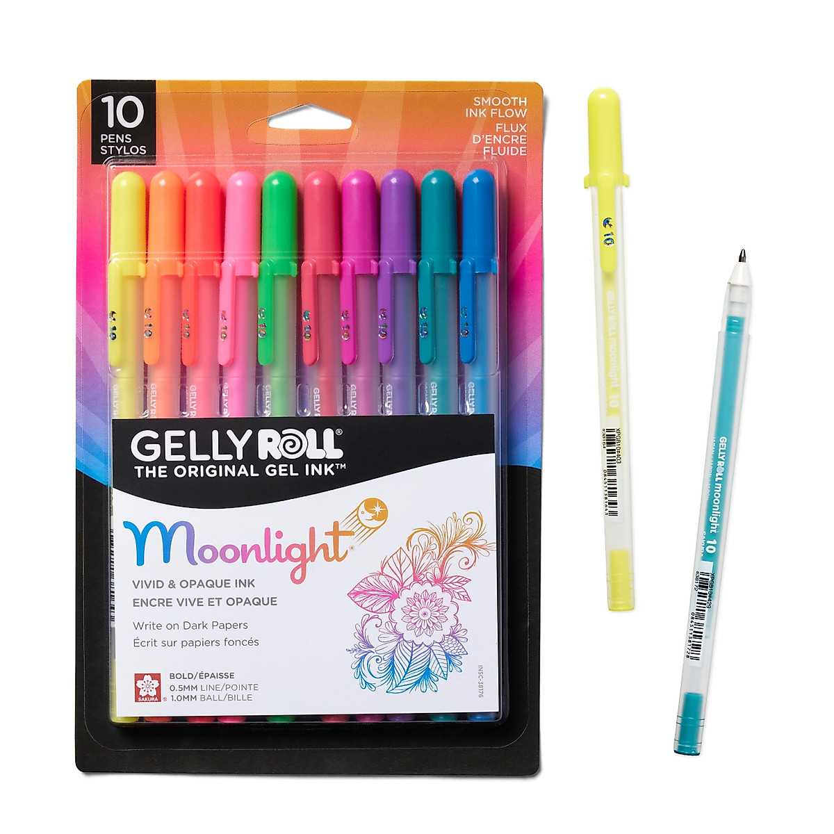SAKURA Gelly Roll Moonlight 10 Gel Pens - Bold Point Ink Pen for Journaling, Art, or Drawing - Assorted Bright Ink - Bold Line - 10 Pack