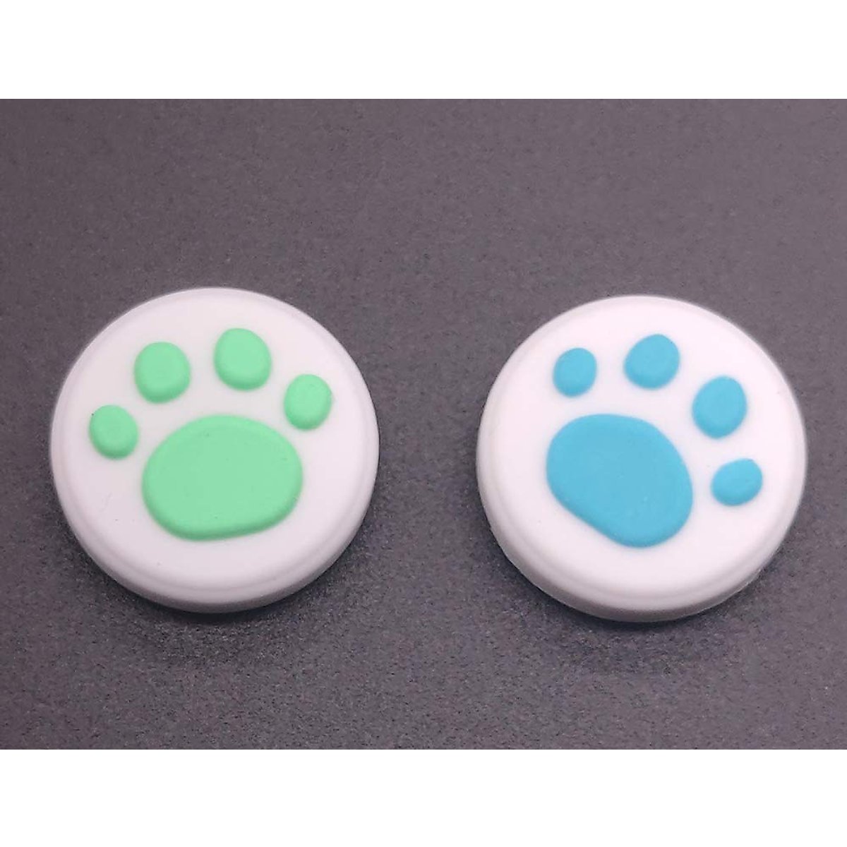 Silicone Analog Controller Thumb Stick Joystick Grips Cap for Switch NS & Switch Lite Controller Joy-Con ThumbStick Cute Cat Paw Claw (Blue + Green 2PCS)