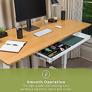 Uprite Ergo Under Desk Long Fit Pen & Pencil Drawer & Slim Organizer for Height Adjustable Desks (White, 33 x 9.5)