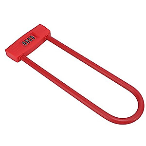 Red Bike Combination U Lock, Anti Theft Long Shackle Resettable Padlock for Bicycle Electric Scooter Motorcycles