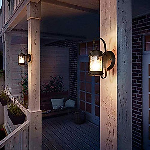 PEHUB Minimalism Creative Industrial Wall Lamp Outdoor Waterproof Wall Light Glass Shade Cylindrical Wall Lantern with E27 Socket Garden Courtyard Porch Wall Sconce Exterior Light Fixture