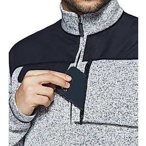 CQR Men's Thermal Fleece Half Zip Pullover, Winter Outdoor Warm Sweater, Lightweight Long Sleeve Sweatshirt, Half Zip Sweater Fleece Heather Grey, Large