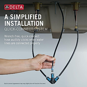 Delta Faucet Nicoli Widespread Bathroom Faucet 3 Hole, Black/ Gold Bathroom Faucet, 2 Handle Bathroom Faucet, Bathroom Sink Faucet, Drain Assembly, Matte Black/ Champagne Bronze 35849LF-GZ