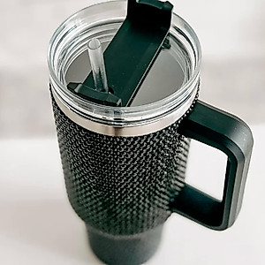 40 oz Black Bling Tumbler With Handle Rhinestones Tumbler With Lid and Straw Fix for Car Cup Holder Insulated Stainless Steel Double Wall Water Cup Travel Mug Tumbler.