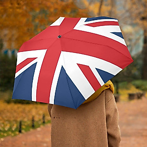 ALAZA United Kingdom Uk Flag 3 Folds Auto Open Close Umbrella Travel Folding Umbrellas