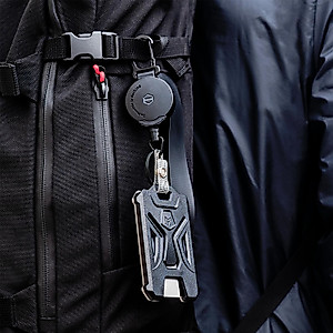 MNGARISTA Retractable Badge Holder, Heavy Duty Carabiner Keychain, Tactical ID Card Holder with 31.5" Retractable Badge Reel, Black