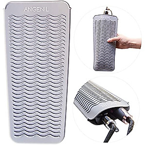 ANGENIL Professional Silicone Heat Resistant Mat Pouch for Hair Straightener, Curling Iron and Flat Iron, Portable Travel Mat and Cover for Hair Styling Tools, Grey