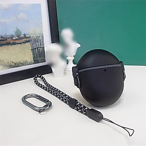 SKPY Case for Google Pixel Buds Pro with Snap Switch Security Clip, with Cleaning Pen Protective Black Pixel Buds Pro Case with Carabiner & Lanyard