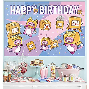 Cute Cartoon Party Supplies Cartoon Backdrop for Birthday, 5 * 3FT Girl Happy Birthday Backdrop for Party Decorations, Party Favor Banner Decor Photo Background for Girls Kids Birthday Baby Shower